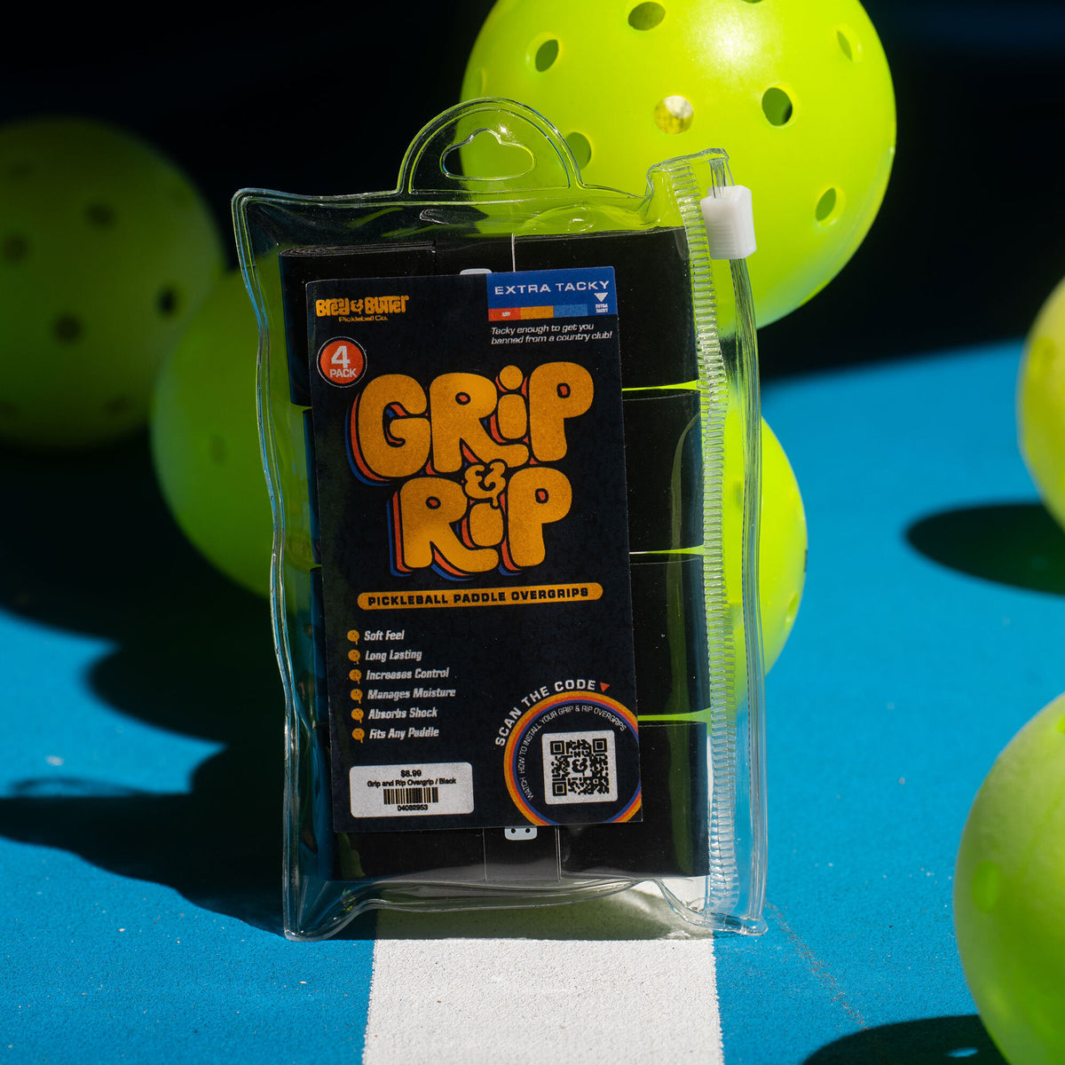 Grip and Rip Tacky Overgrip - Black – Bread & Butter Pickleball Company